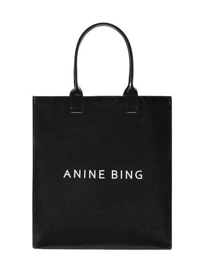 ANINE BING Leonie Coated Canvas Tote - Black
