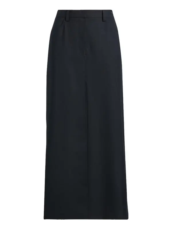 Theory Front Vent Wool Blend Maxi Skirt - Black