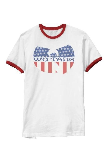 WU-TANG CLAN American Flag Group Logo Short Sleeve Ringer T-shirt - White/red