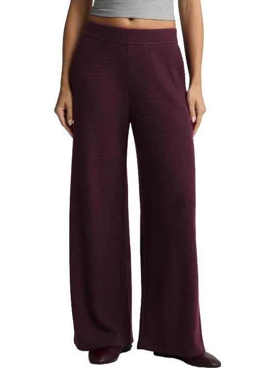 Beyond Yoga Rest Day Waffle Wide Leg Pants - Cabernet