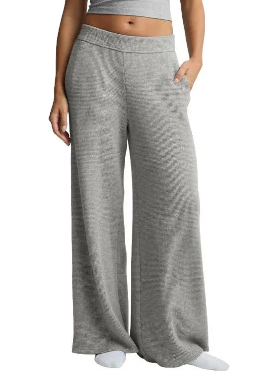 Beyond Yoga Rest Day Waffle Wide Leg Pants - Heather Gray