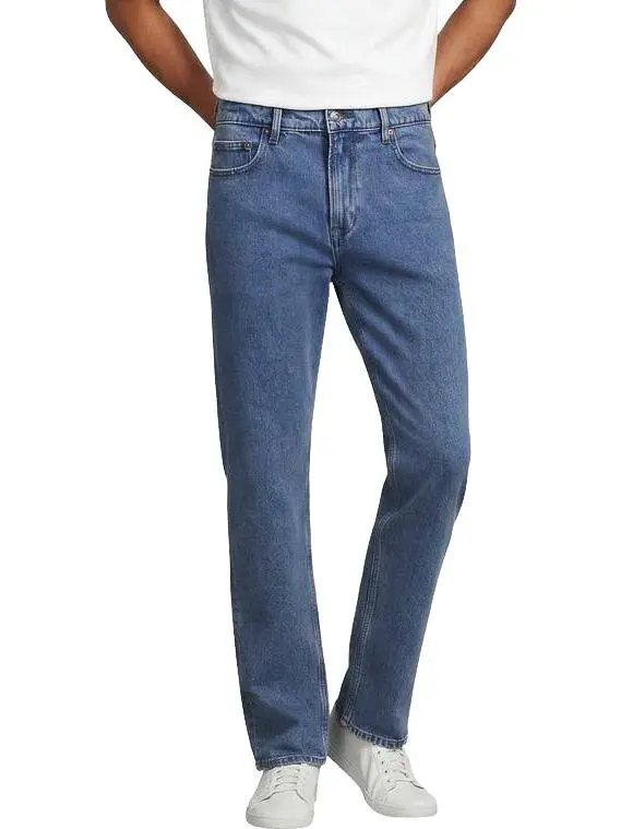 LANDS' END Stretch Comfort Waist Classic Straight Fit Jean - Medium Stonewash