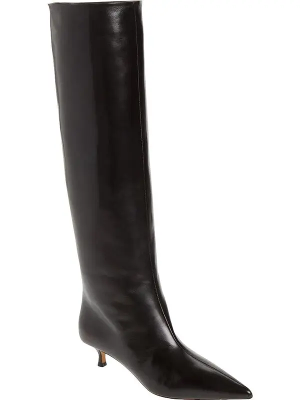 Le Monde Beryl Babouche Kitten Heel Knee High Boot - Black