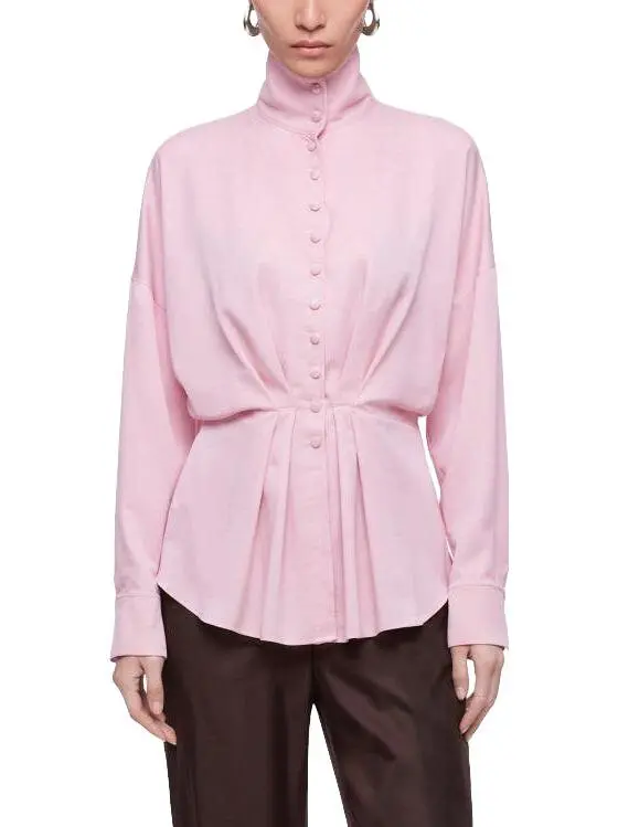 NOCTURNE Tie Detail Stand Collar Shirt - Grey
