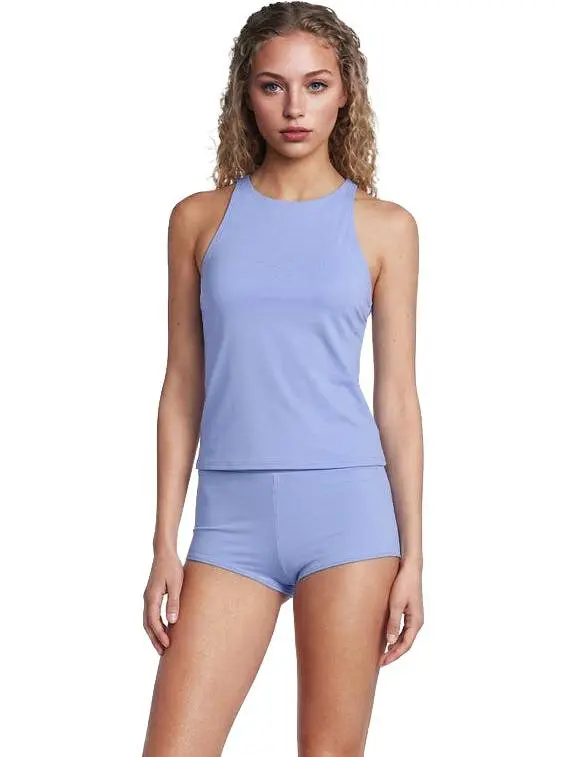 LANDS' END Tugless High Neck Strappy Back Tankini Top - Soft Cloud Blue