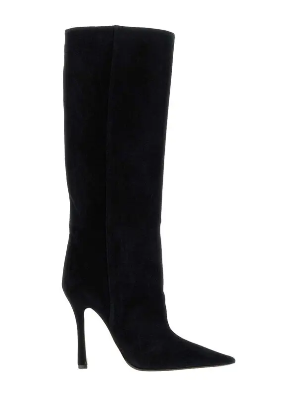 Gucci Naomi Suede Knee-high Boots With Stiletto Heel - Black