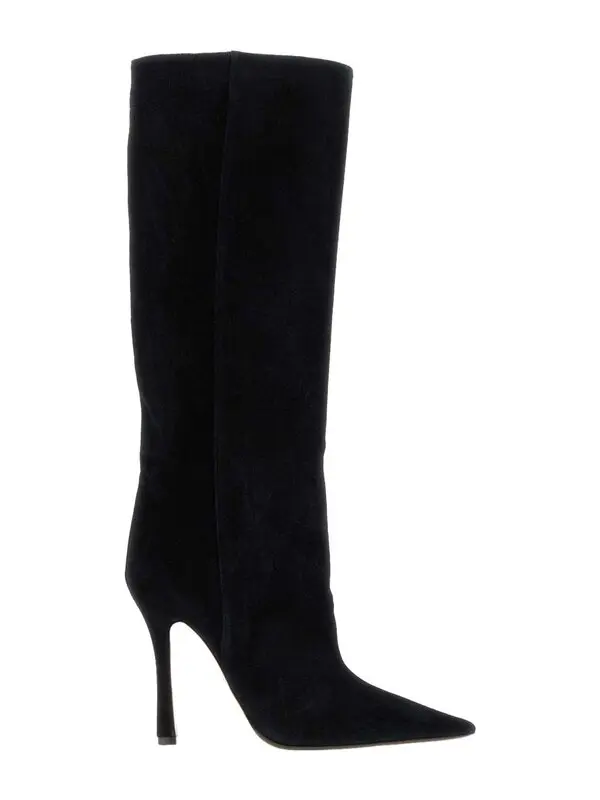 Gucci Naomi Suede Knee-high Boots With Stiletto Heel - Black
