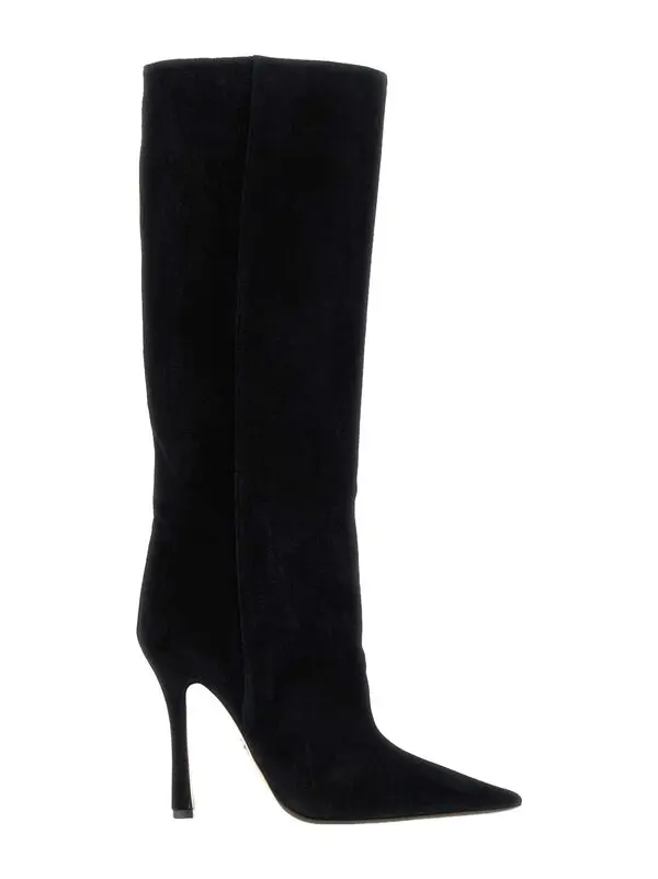 Gucci Naomi Suede Knee-high Boots With Stiletto Heel - Black
