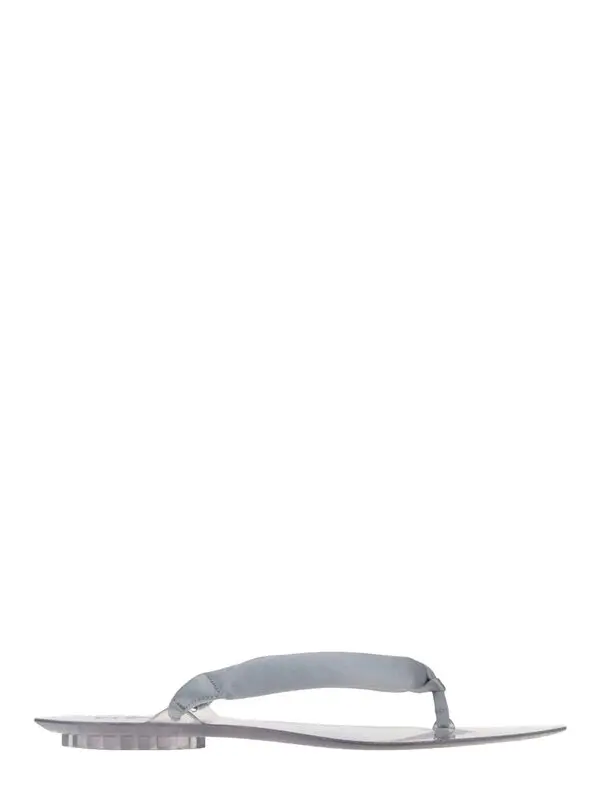 Alaïa Alaia Silk-blend Thong Sandals With Low Heel And Almond Toe - Silver