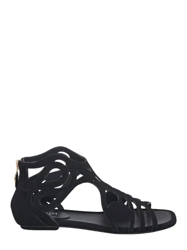 Emilio Pucci Suede Gladiator Sandals With Low Heel And Square Toe - Black