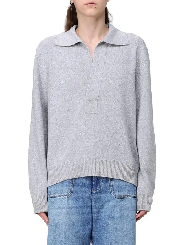 Victoria Beckham V-neck Merino Wool And Cashmere Blend Knit Polo - Grey