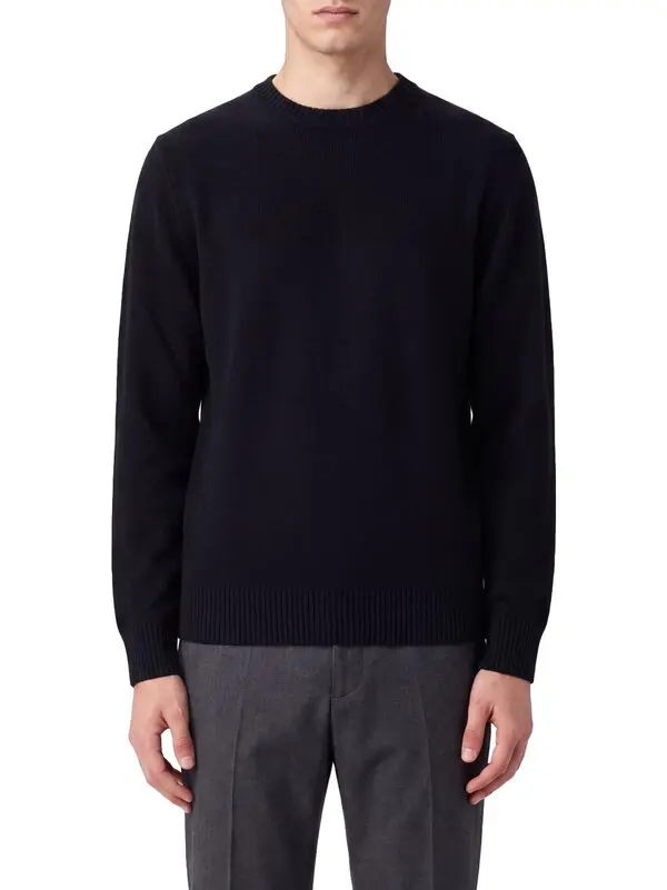 KANGRA Wool And Cashmere Blend Crewneck Sweater With Ribbed Trims - Black
