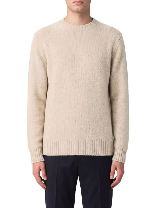 KANGRA Wool And Cashmere Blend Crewneck Jumper With Ribbed Trims - Beige