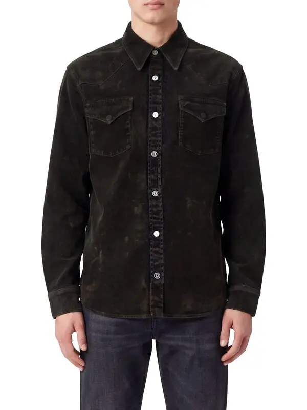 Amiri Cotton Denim Shirt With Patch Pockets And Classic Collar - Brown