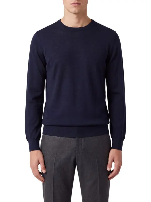 KANGRA Extrafine Merino Wool Long-sleeve Crewneck Jumper - Blue