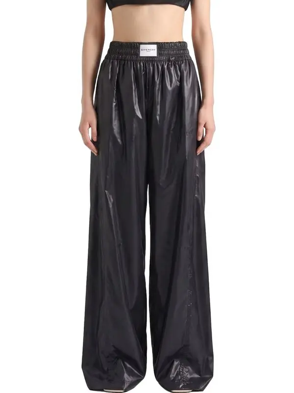 Givenchy High-waisted Wide-leg Cotton Blend Jogging Trousers - Black