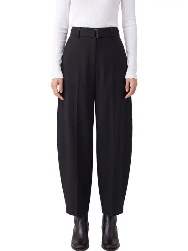 Sacai High-waisted Wide-leg Tailored Wool-blend Trousers - Black