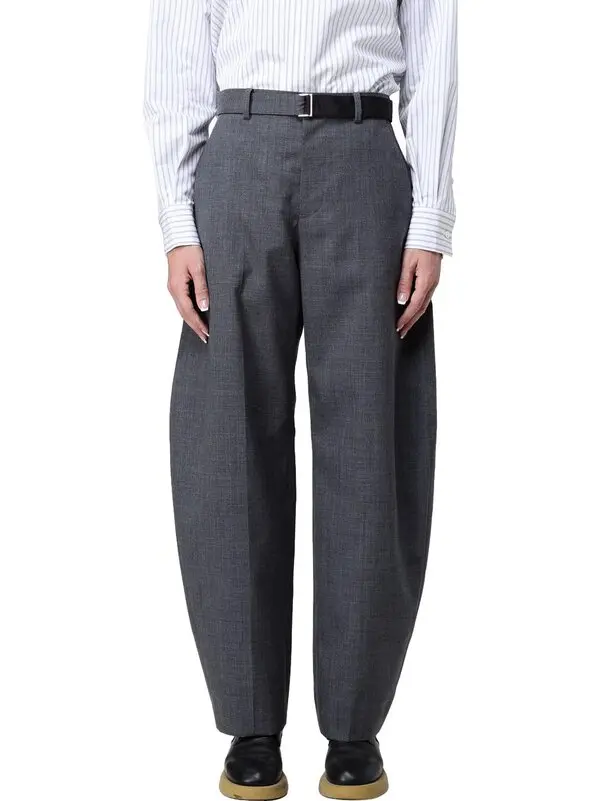 Sacai High-waisted Wide-leg Tailored Wool-blend Trousers - Grey