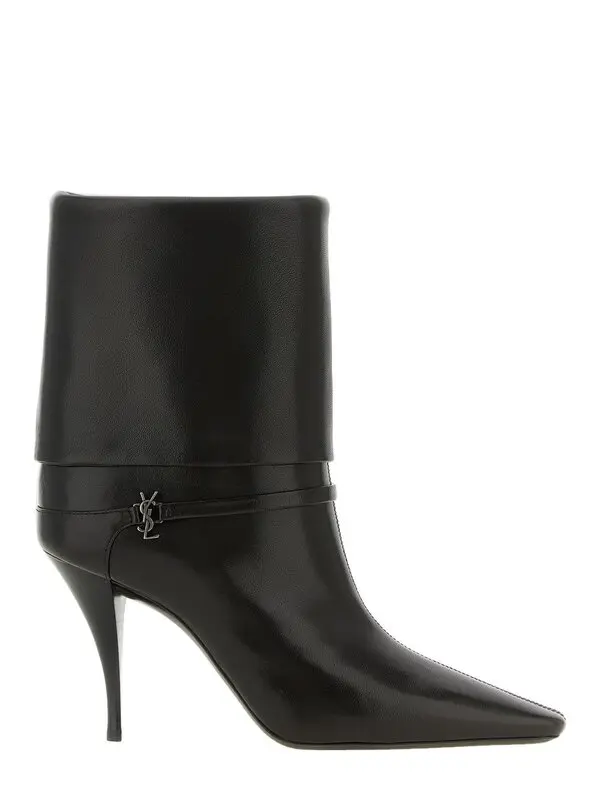 Saint Laurent Niki Stiletto Ankle Boots In Lambskin Leather - Brown
