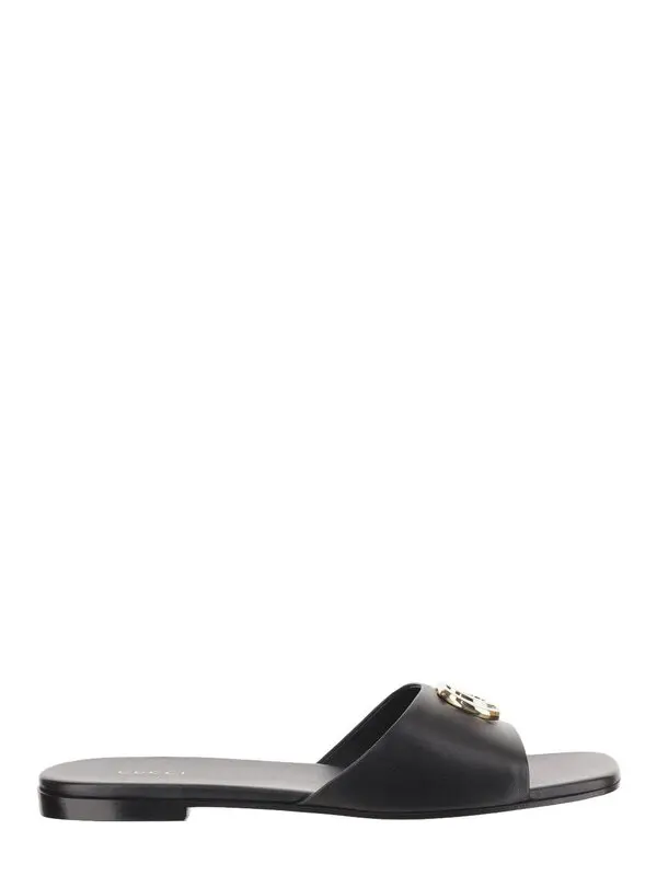 Gucci Gg Marmont Nappa Leather Low-heeled Monogram Mules - Black