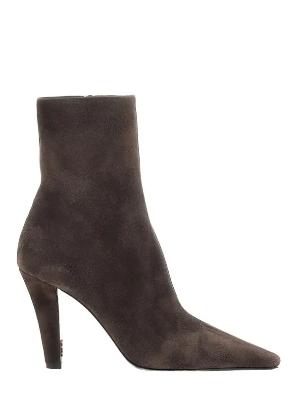 Saint Laurent Jill Suede Ankle Boots With Stiletto Heel - Black