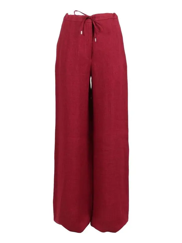 Max Mara Linen Trousers With Drawstring - Red