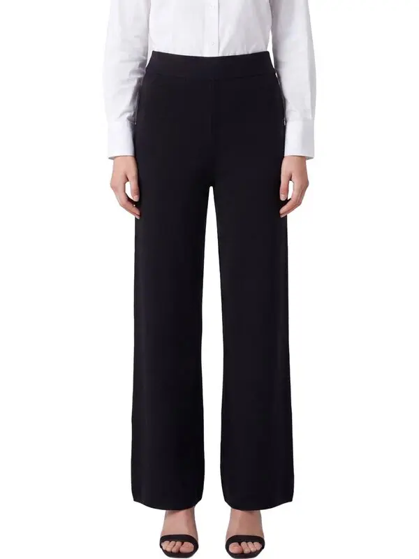 Max Mara High-waisted Wide Leg Knit Trousers In A Wool Blend - Black