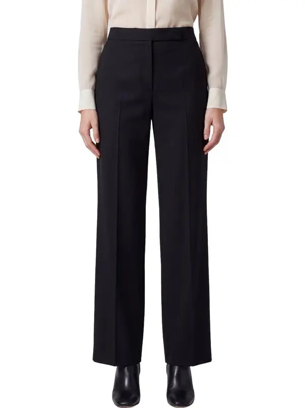 Max Mara High-waisted Straight Leg Trousers In Linen And Silk - Black