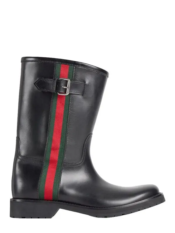Gucci Boot With Web Leather - Black