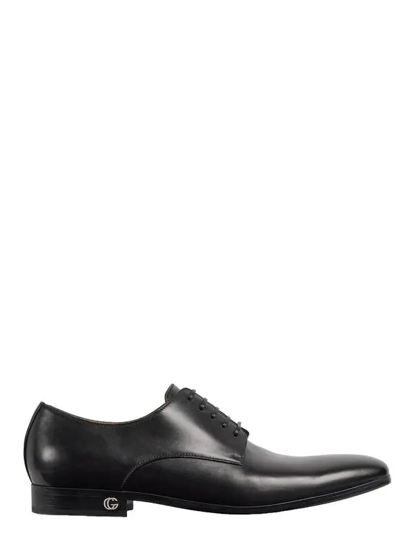 Gucci Lace-up Shoe With Double G Leather - Black