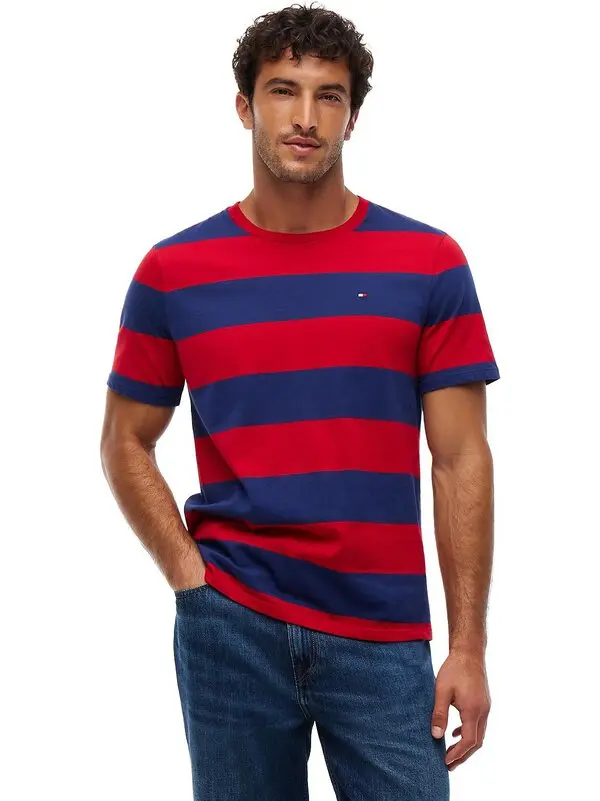 Tommy Hilfiger Rugby Stripe T-shirt - Medium Red