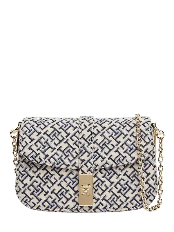 Tommy Hilfiger Jacquard Monogram Turnlock Crossbody - Space Blue