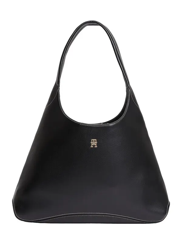 Tommy Hilfiger Monogram Slouchy Shoulder Bag - Black