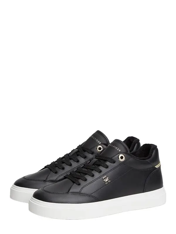 Tommy Hilfiger Fleece-lined Leather Cupsole Sneaker - Black