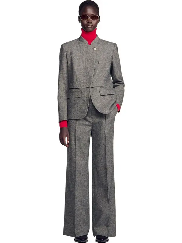 Sandro Wool Suit Jacket - Grey