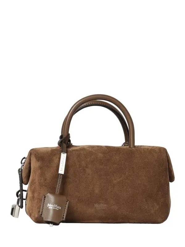 Max Mara Suede Mini Boston Bag With Padlock - Brown