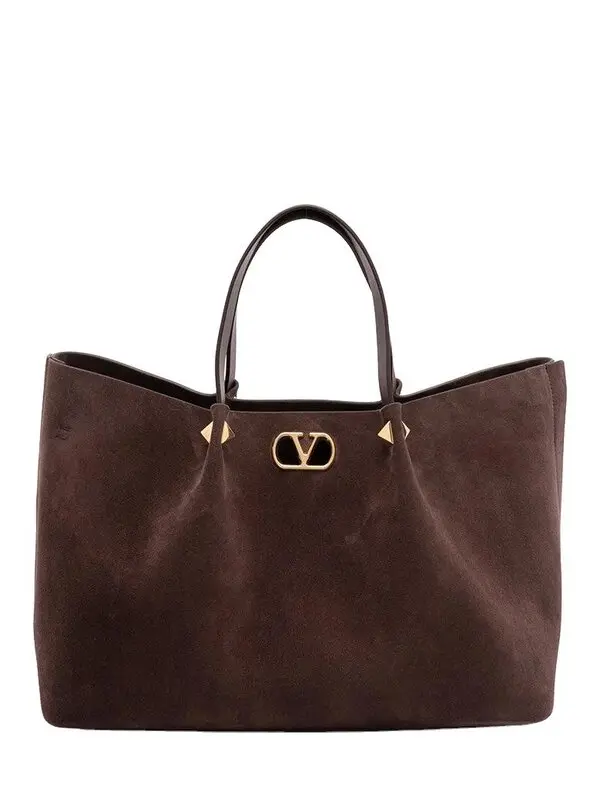 Valentino Garavani Large Shopping Bag In Soft Suede - Multicolor