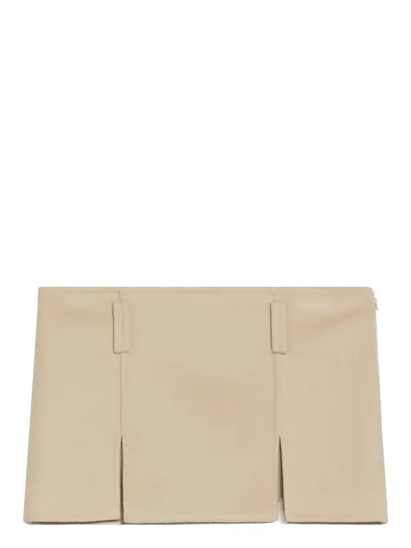 Miu Miu Soy-colored Mini Skirt In Wool And Cashmere - Cream