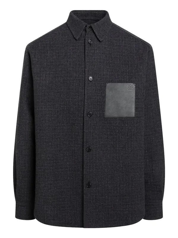 Loewe Dark Navy Shirt Jacket With Anagram Pocket - Blue