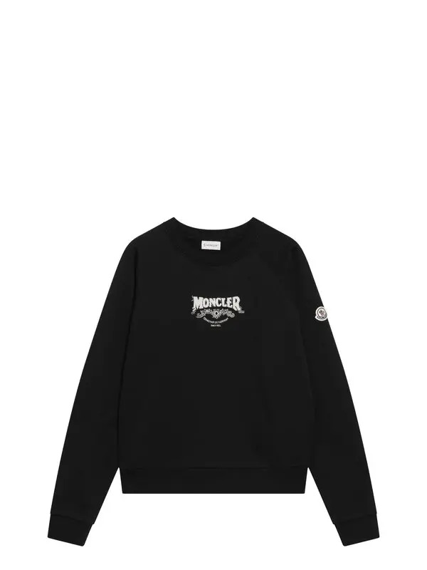 Moncler Sweatshirt With Logo Embroidery - Black