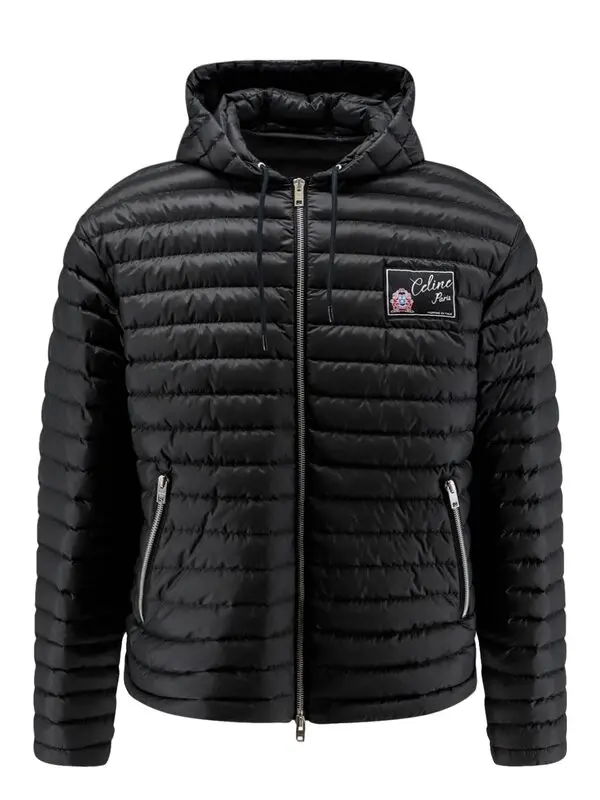 Celine Hooded Quilted Down Jacket - Black