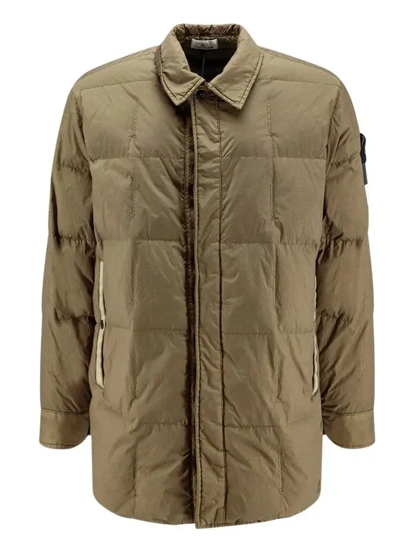 Stone Island Garment Dyed Crinkle Reps Ny Recycled Nylon Down Jacket With Side Logo Patch - Multicolor