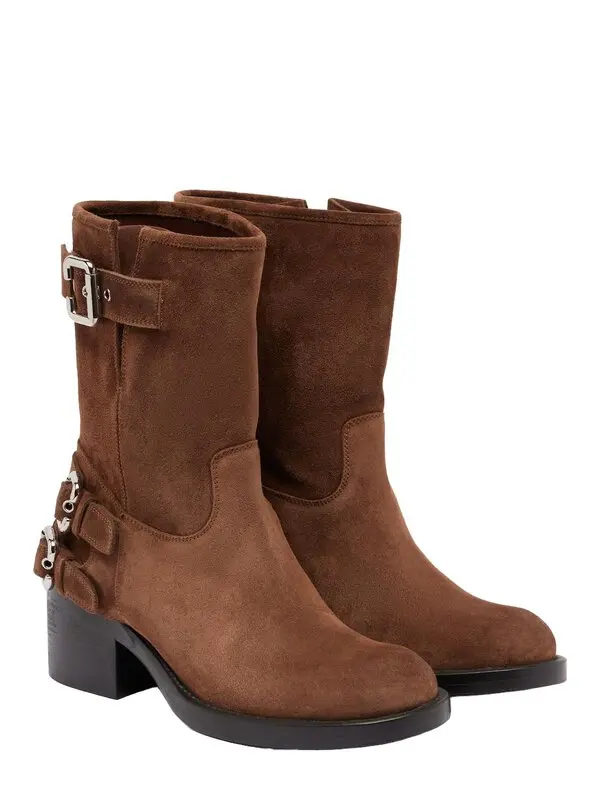 Chloé Dakota Suede Biker Boots - Brown