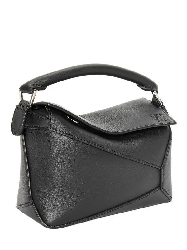 Loewe Mini Puzzle Edge Bag In Classic Leather Skin - Black
