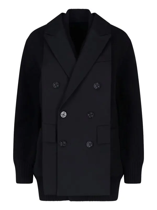 Sacai Wool Flannel Cardigan - Black
