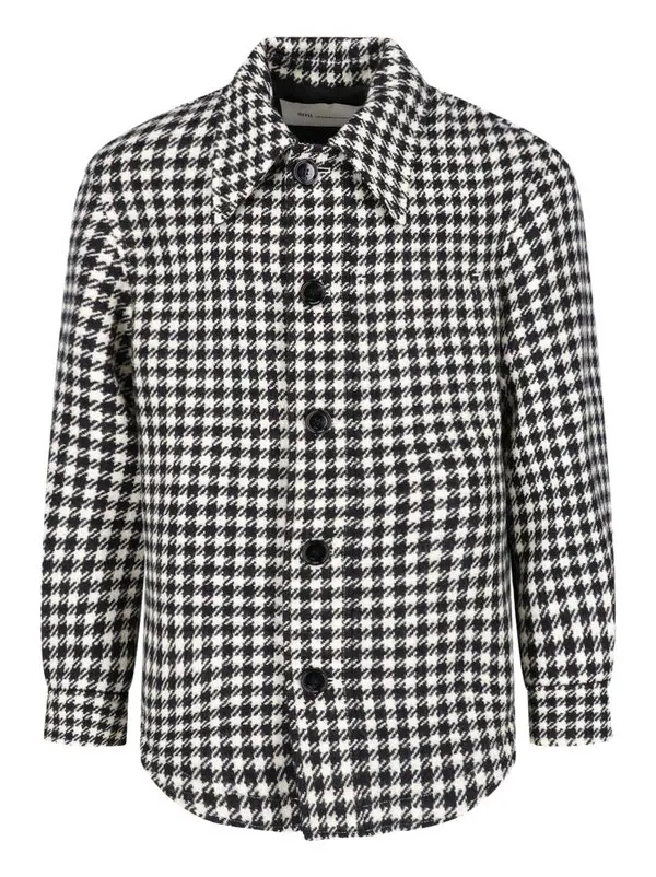 AMI Paris Virgin Wool Checked Jacket - Black