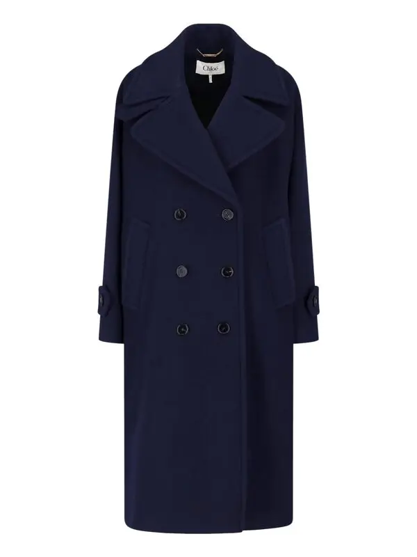 Chloé Virgin Wool Double-breasted Coat - Blue