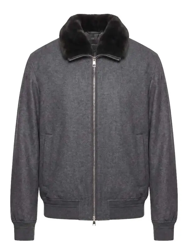 MONTECORE Faux-fur Collar Bomber Jacket - Grey
