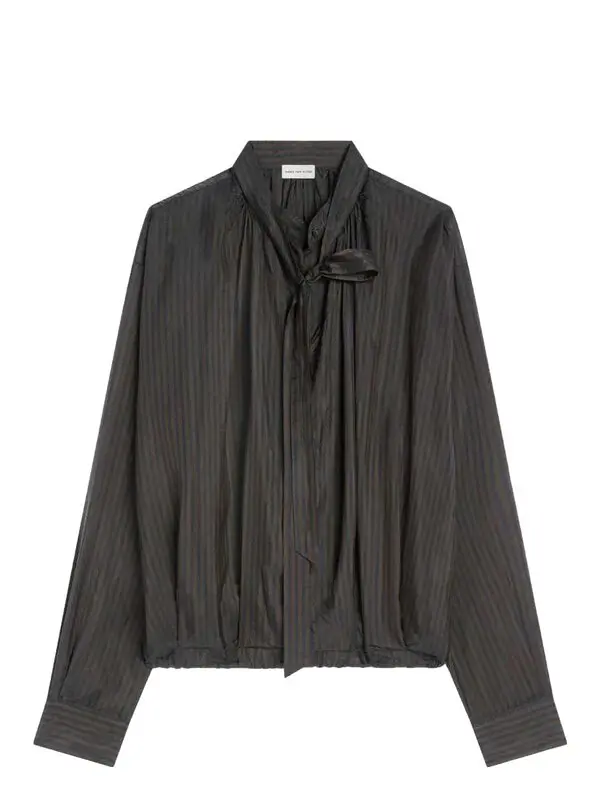 Dries Van Noten Cupro Blouse With Drawstring - Brown