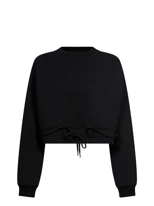 Dries Van Noten Drawstring Crew-neck Cropped Sweatshirt - Black